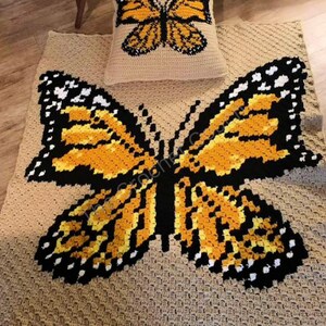 Monarch Butterfly Afghan, C2C Crochet Pattern, Written Row Counts, C2C ...