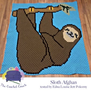 Sloth Afghan C2C Crochet Pattern Written Row by Row Color - Etsy