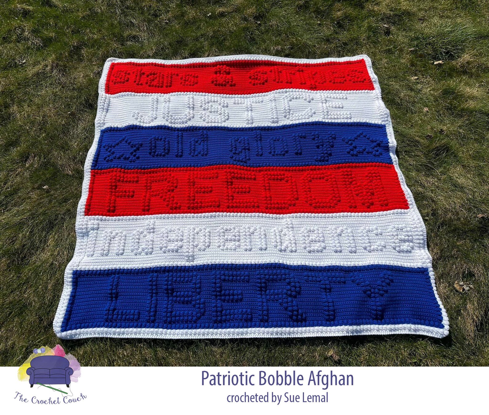 Patriotic Afghan Bobble Crochet Pattern, Graph and Written Row by Row ...