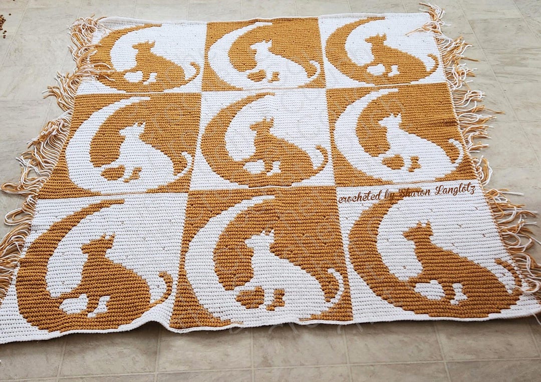 Nine Cats in the Mosaic Afghan, Overlay Mosaic Crochet Pattern, Graph ...