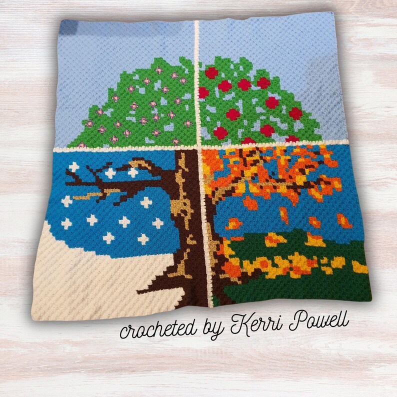 Four Seasons Afghan, C2C Crochet Pattern, Graph and Written Row by Row ...
