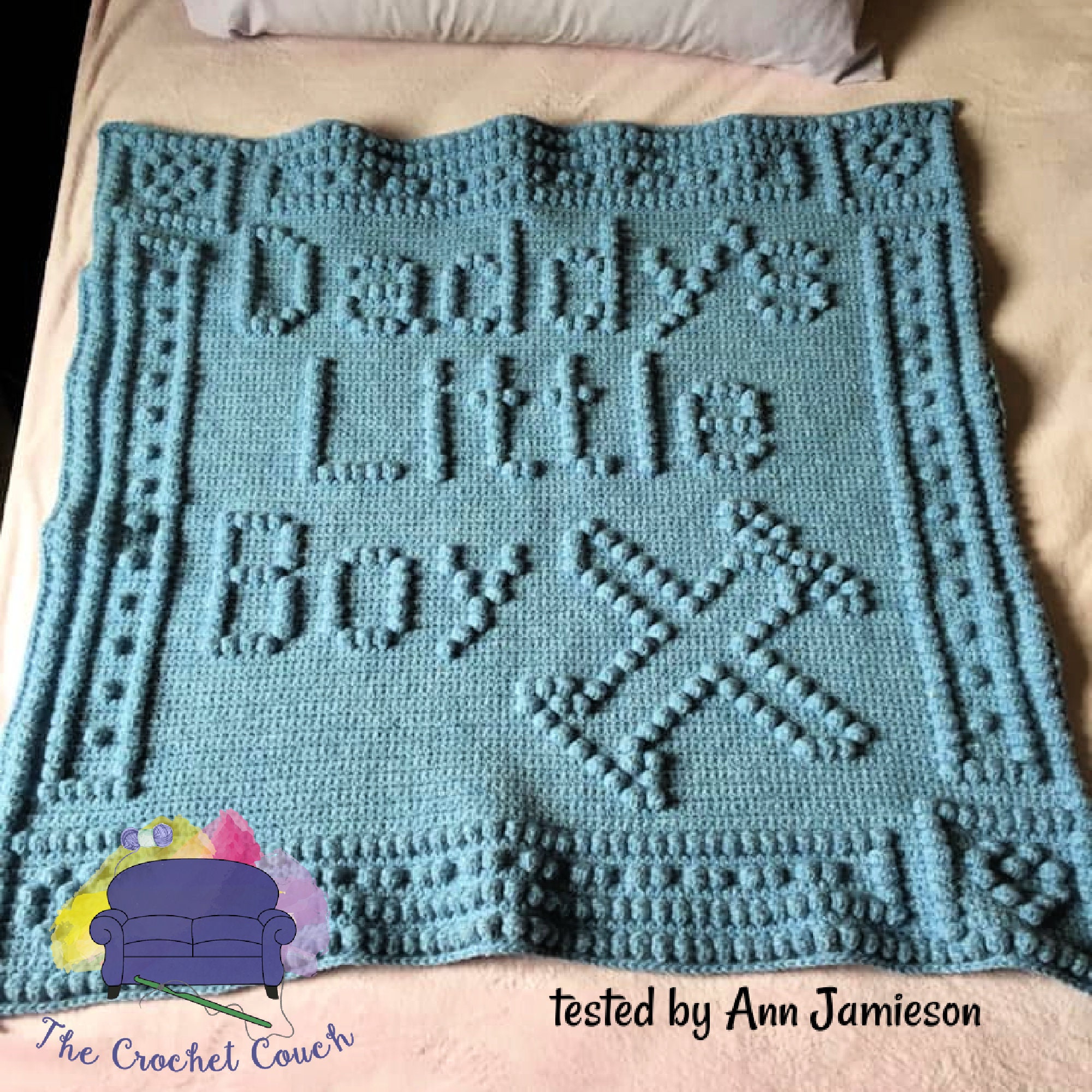 Daddy's Little Boy Baby Afghan, Bobble Stitch Crochet Pattern, Written ...