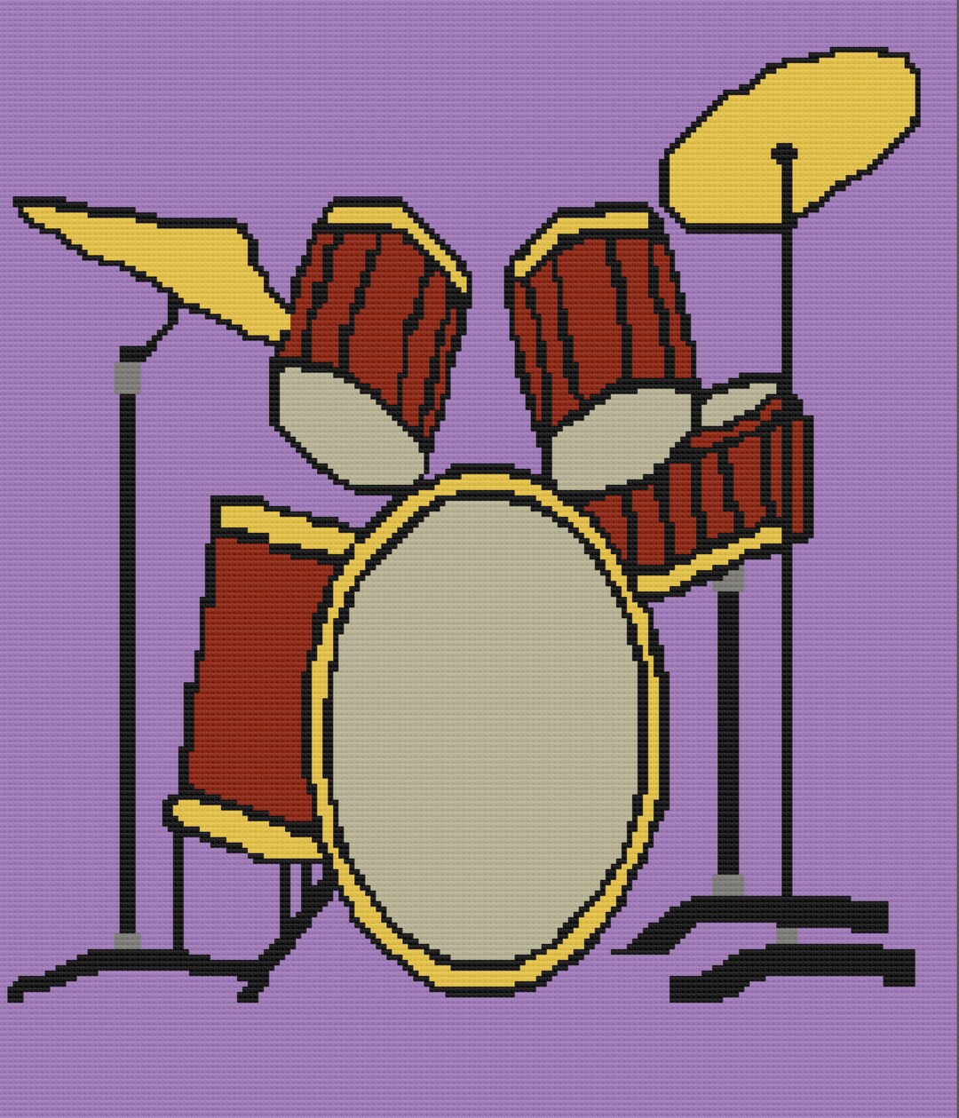 Drum Set Afghan SC / TSS Crochet Pattern, Written Row Counts for Single ...