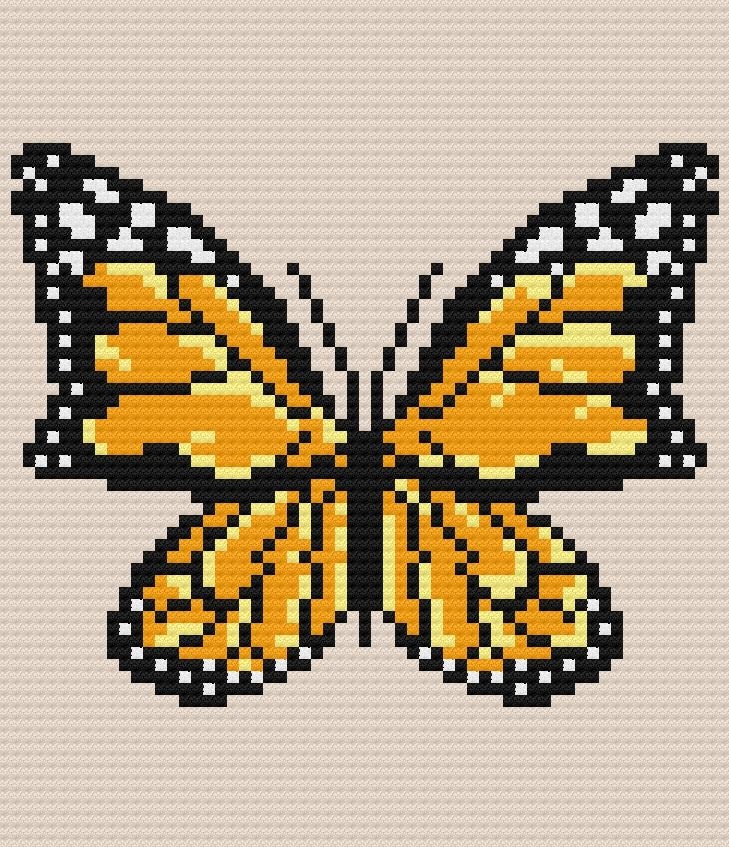 Monarch Butterfly Afghan C2C Crochet Pattern, Written Row by Row Counts ...