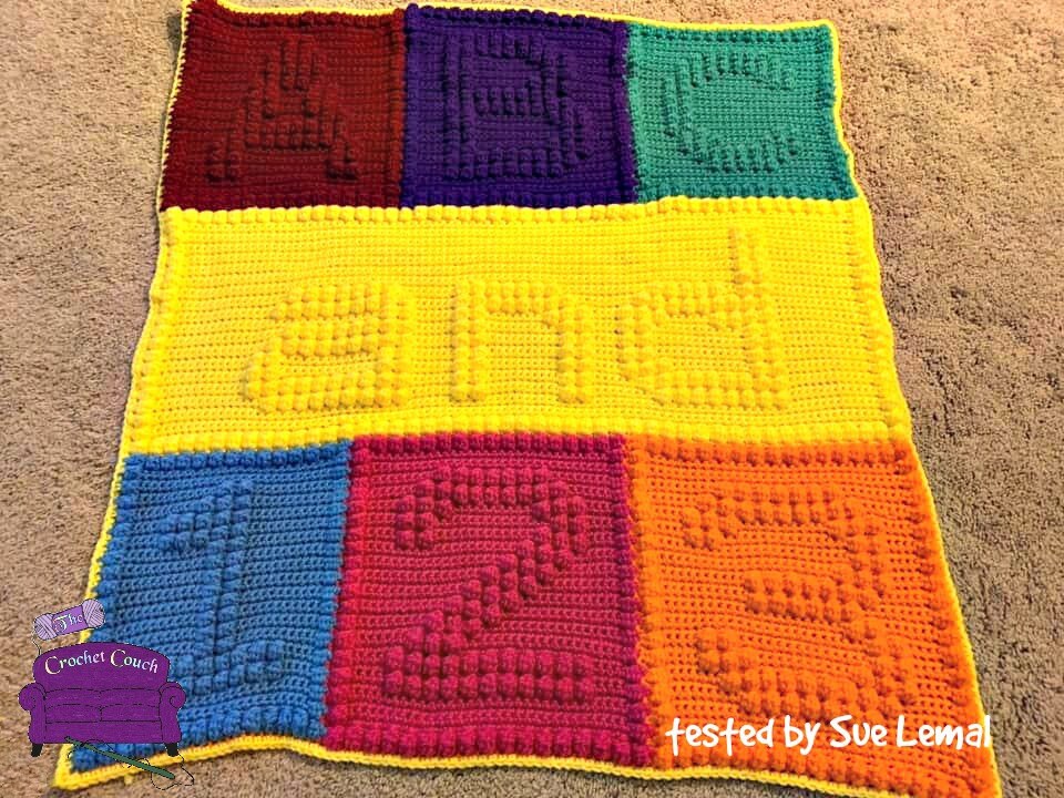 ABC and 123 Baby Afghan, Bobble Stitch Crochet Pattern, Written Row by ...