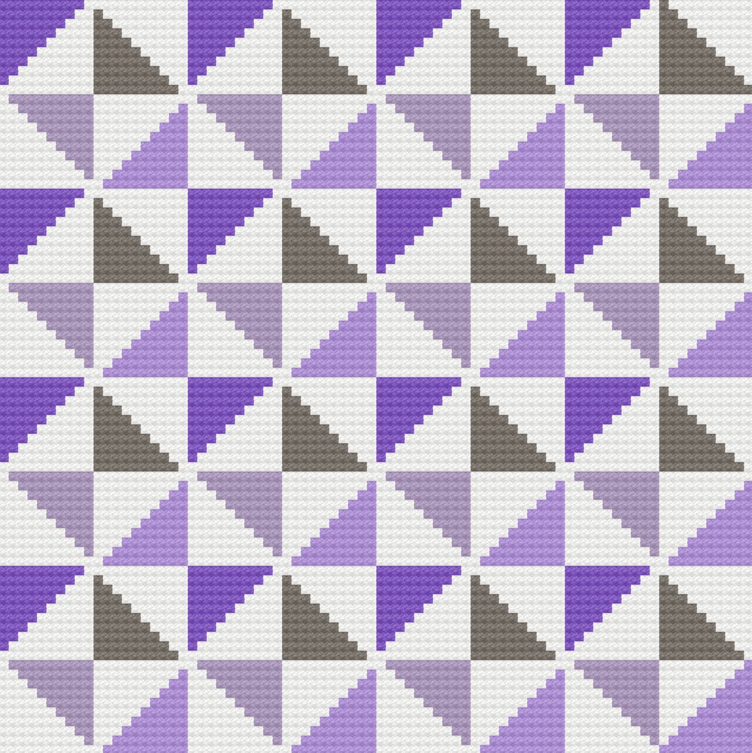 Purple Squared Quilt Afghan C2C Graphgan Pattern, Color Counts, Instant ...