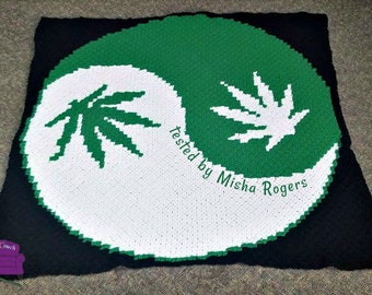 Marijuana Yin Yang Afghan C2C Crochet Pattern Written Row - Etsy