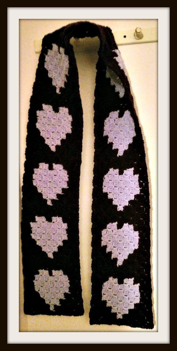 Hearts Scarf C2C Crochet Pattern, Written Row Counts, C2C Graphs ...