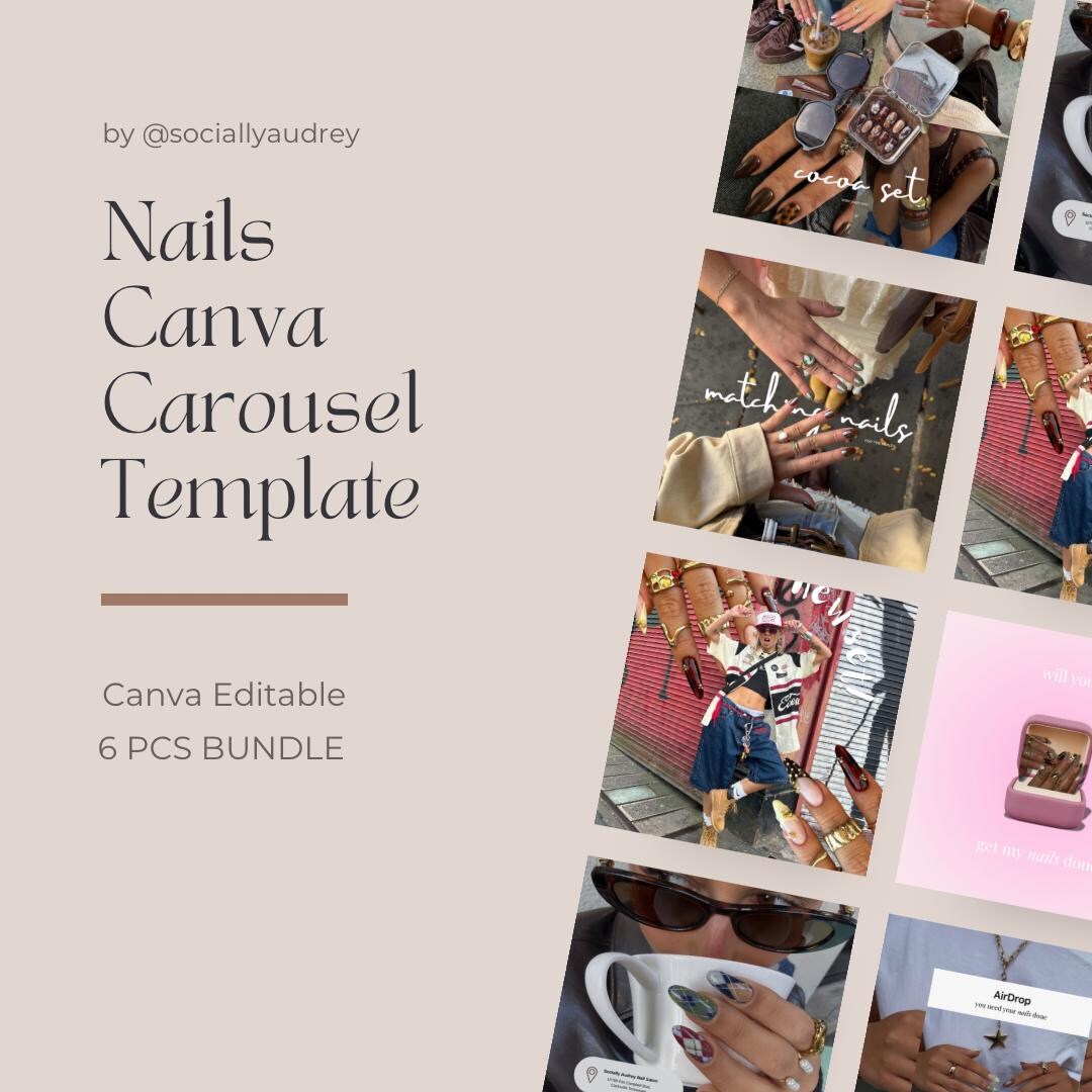 Nail Tech Instagram Carousel Templates | Canva Editable Social Media ...