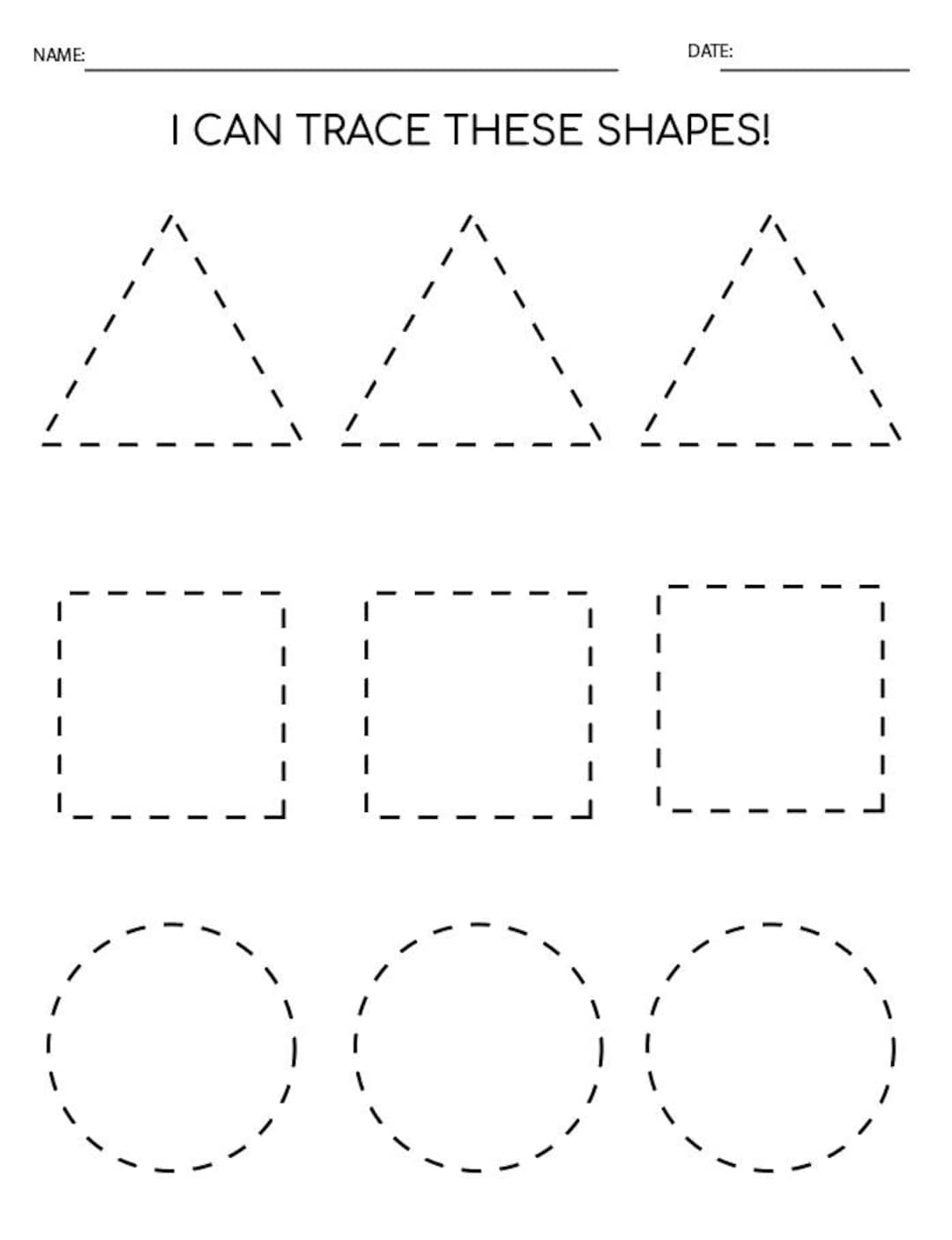 Preschool Shape Tracing Worksheets | Fine Motor Learning Pack (digital ...