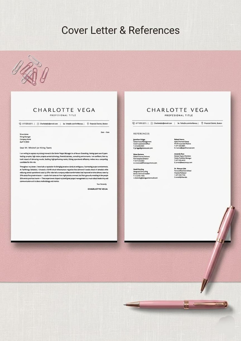 Professional Resume Template Word, Minimalist CV Design (digital ...