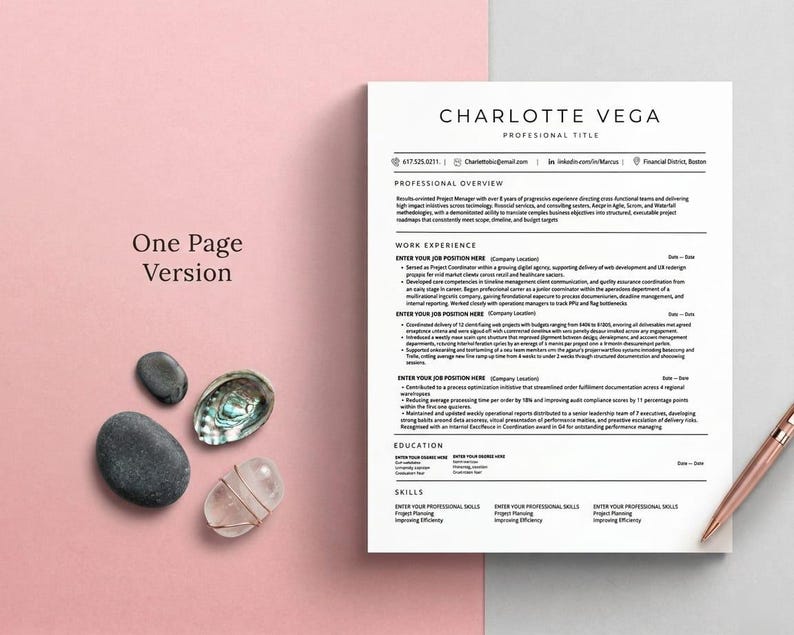 Professional Resume Template Word, Minimalist CV Design (digital ...