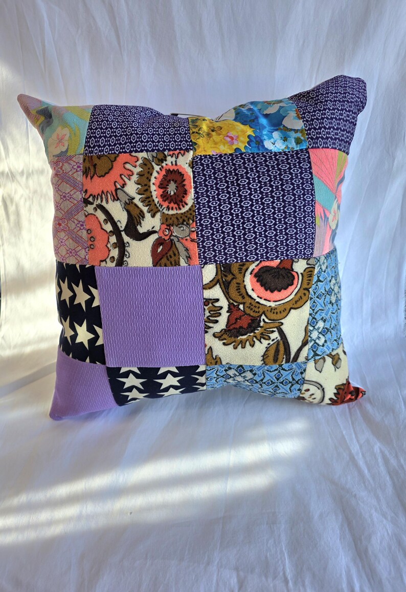 Quilted Recycled Pillow, Handmade Vintage, Bedroom Decoration, Square ...
