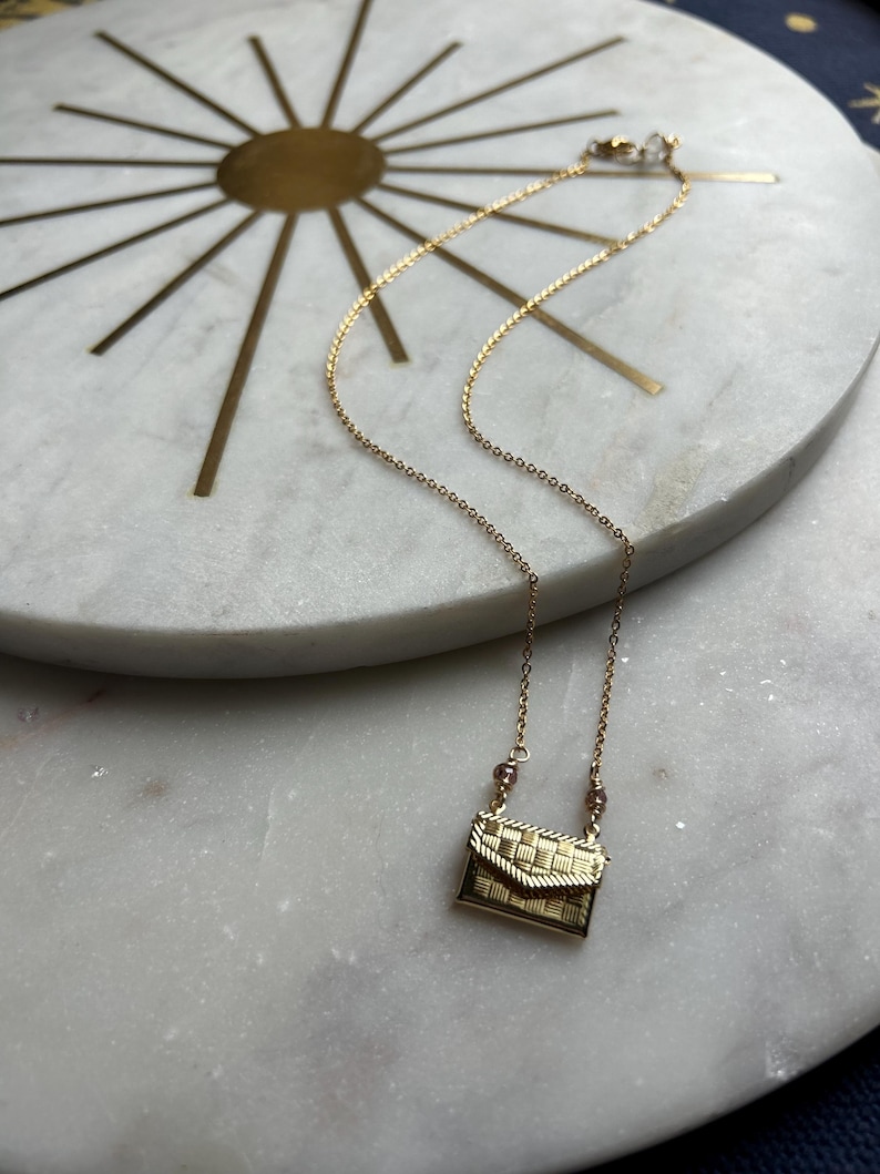 Golden Stainless Steel Purse Locket Necklace, Vintage Inspired Love ...