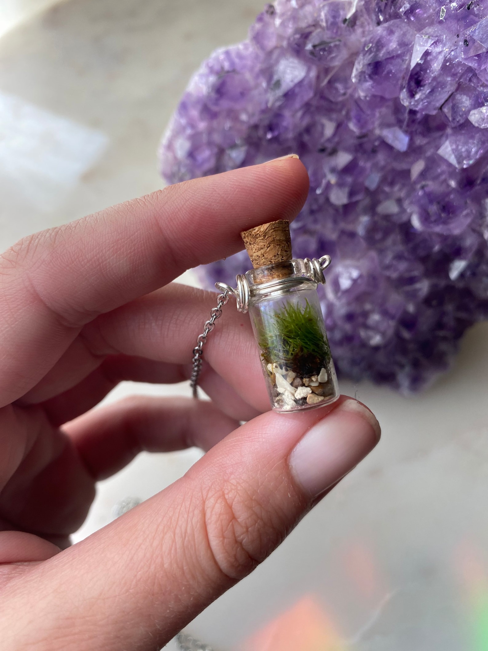 TINY TERRARIUM Necklace With Live Kentucky Moss Living Plant - Etsy