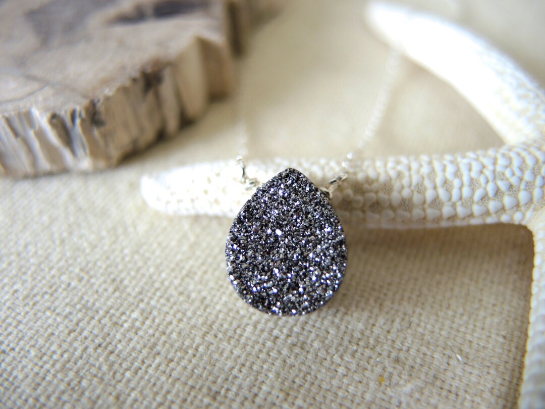 Silver Druzy Necklace, Druzy Stone Necklace, Druzy Jewelry Gifts for ...
