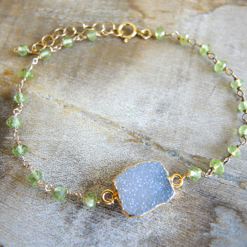 Druzy Stone Bracelet - Etsy