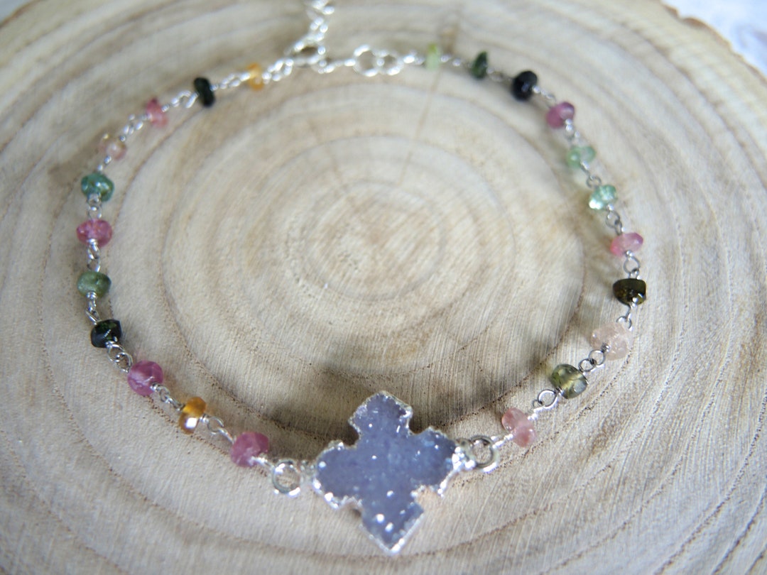 Druzy Bracelet, Lavender Purple Druzy, Sterling Silver Bracelet, Druzy ...