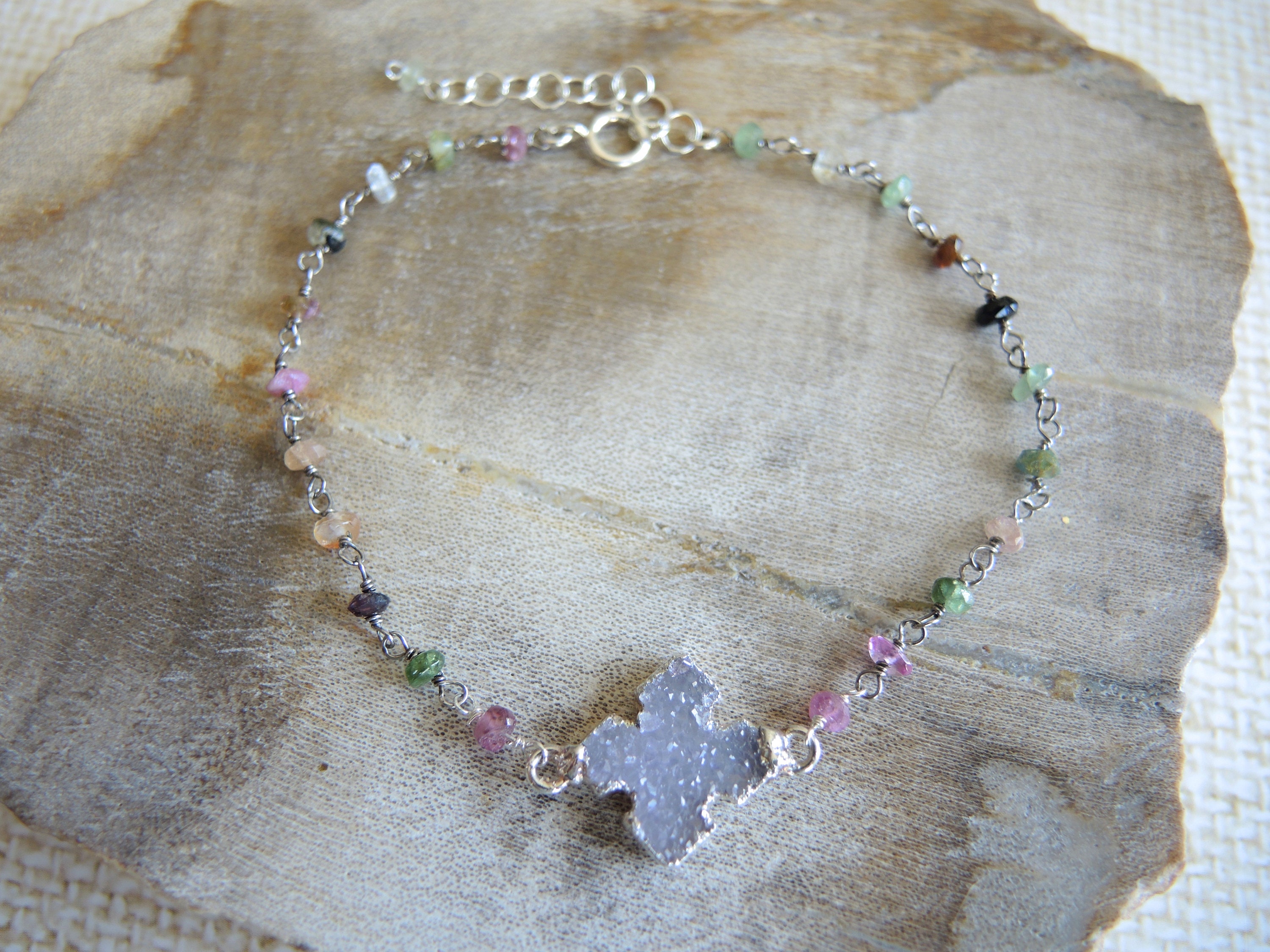 Druzy Bracelet, Lavender Purple Druzy, Sterling Silver Bracelet, Druzy ...