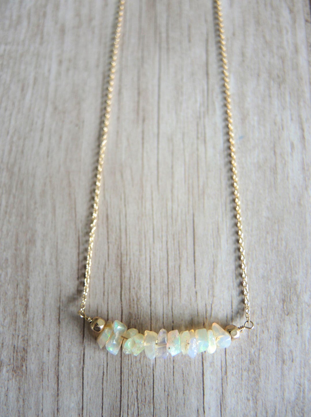 Opal Necklace: 14K Gold Filled Chain, Fluorescent Opal Jewelry ...