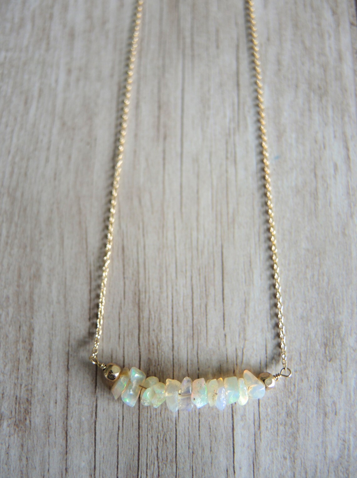 Opal Necklace: 14K Gold Filled Chain, Fluorescent Opal Jewelry ...