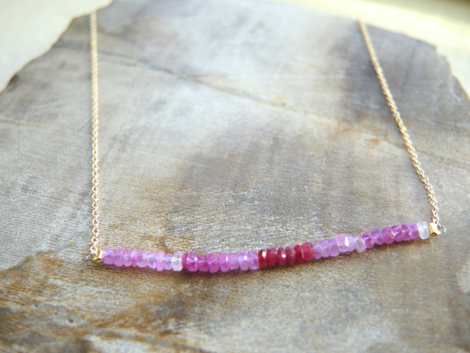 Natural Ruby Necklace 14K Gold Filled Chain Necklace Gem - Etsy
