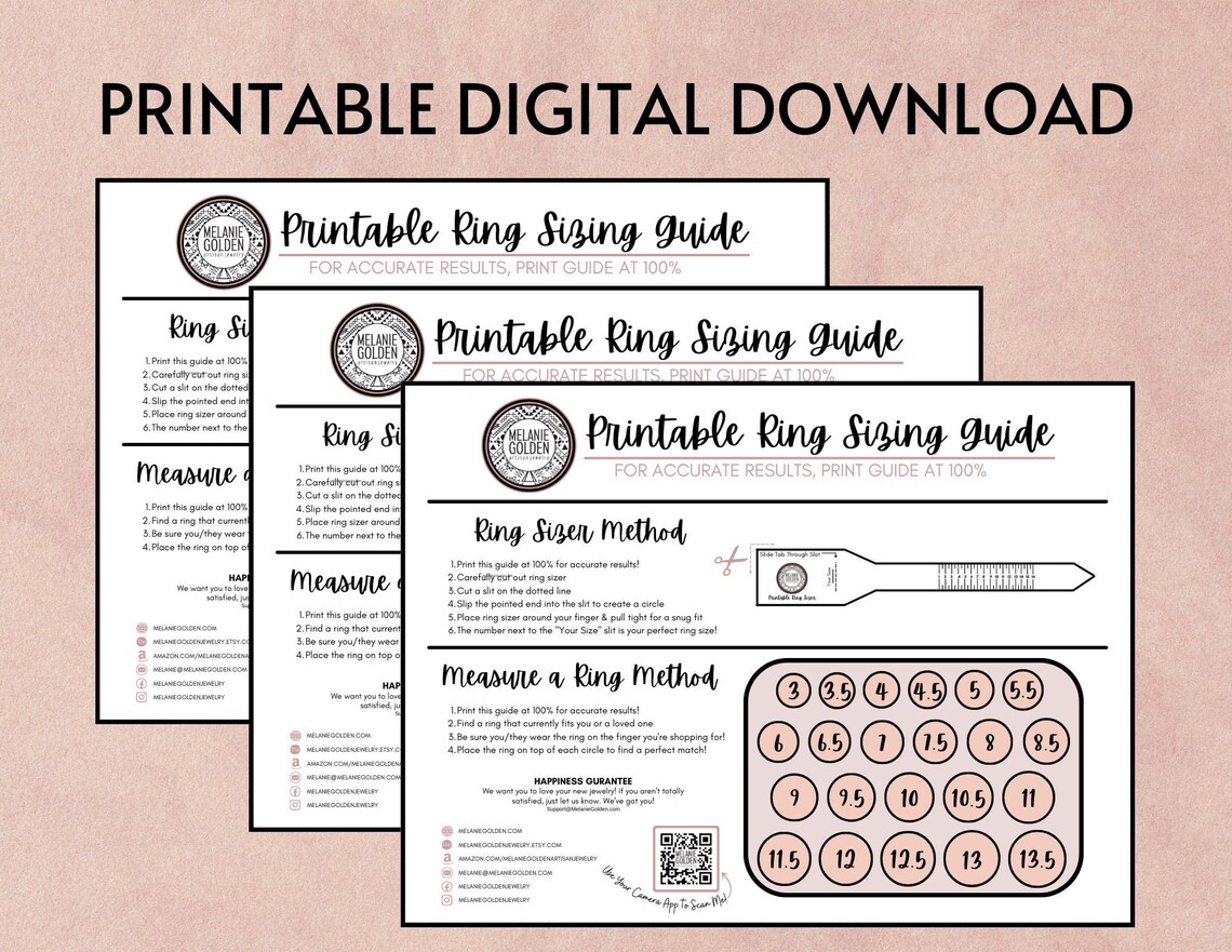 Digital Download Printable Ring Sizer Adjustable USA - Etsy