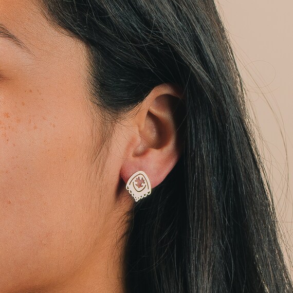 Flora Stud Earrings Sterling Silver Flower Lace Post - Etsy