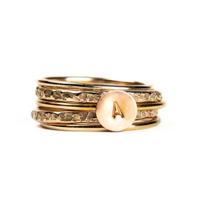 Initial Stacking Rings Set of 5 in Gold Silver or Rose Gold - Etsy