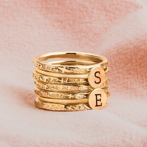Initial Stacking Rings Set of 7 in Gold, Silver, or Rose Gold ...