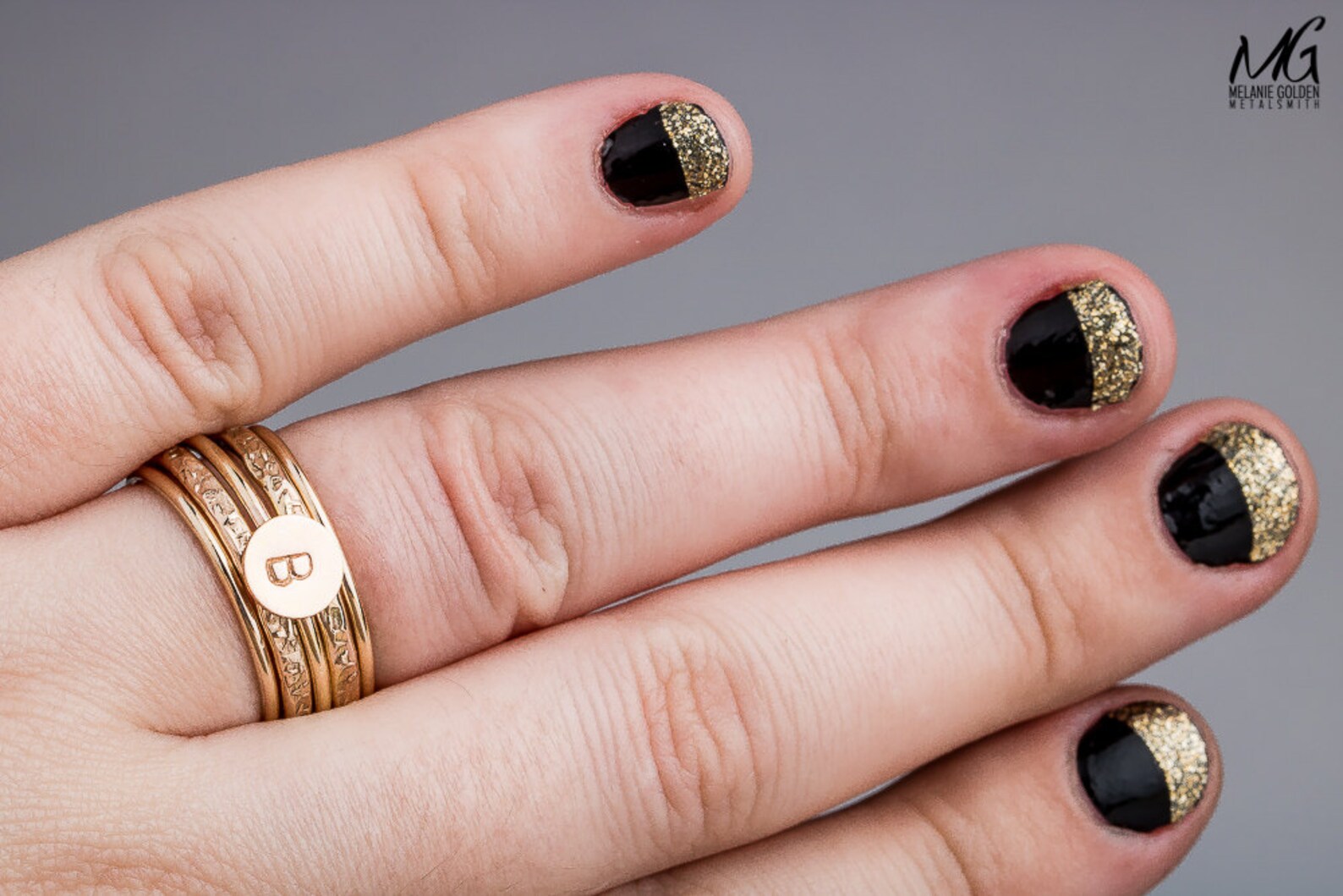 Initial Stacking Rings Set of 5 in Gold Silver or Rose Gold | Etsy