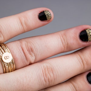 Initial Stacking Rings Set of 5 in Gold Silver or Rose Gold | Etsy