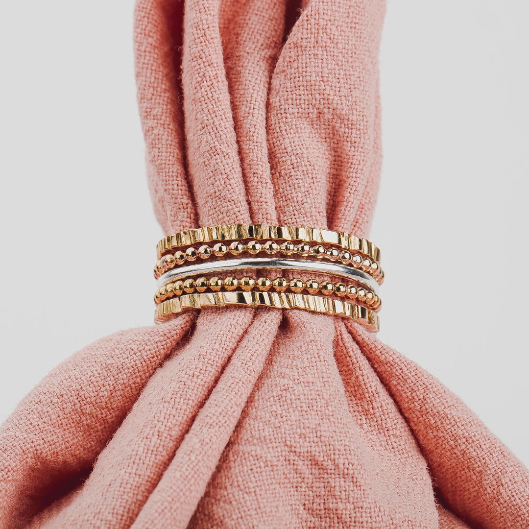 The Riley Stack | Set of 5 Stacking Rings | Rugged, Dot, Smooth ...