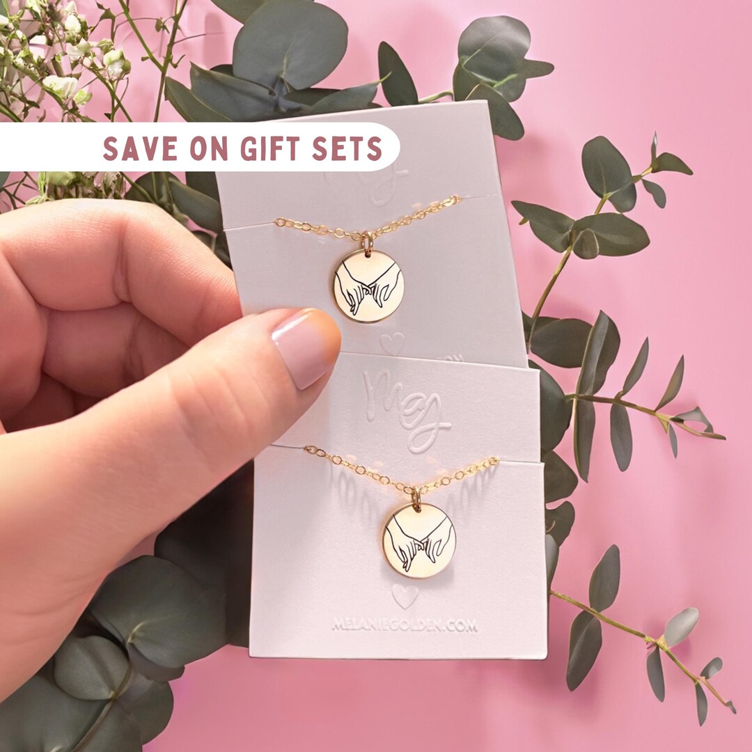Bestie Necklaces | Set of 2 Best Friends Pinky Promise Circle Disc ...