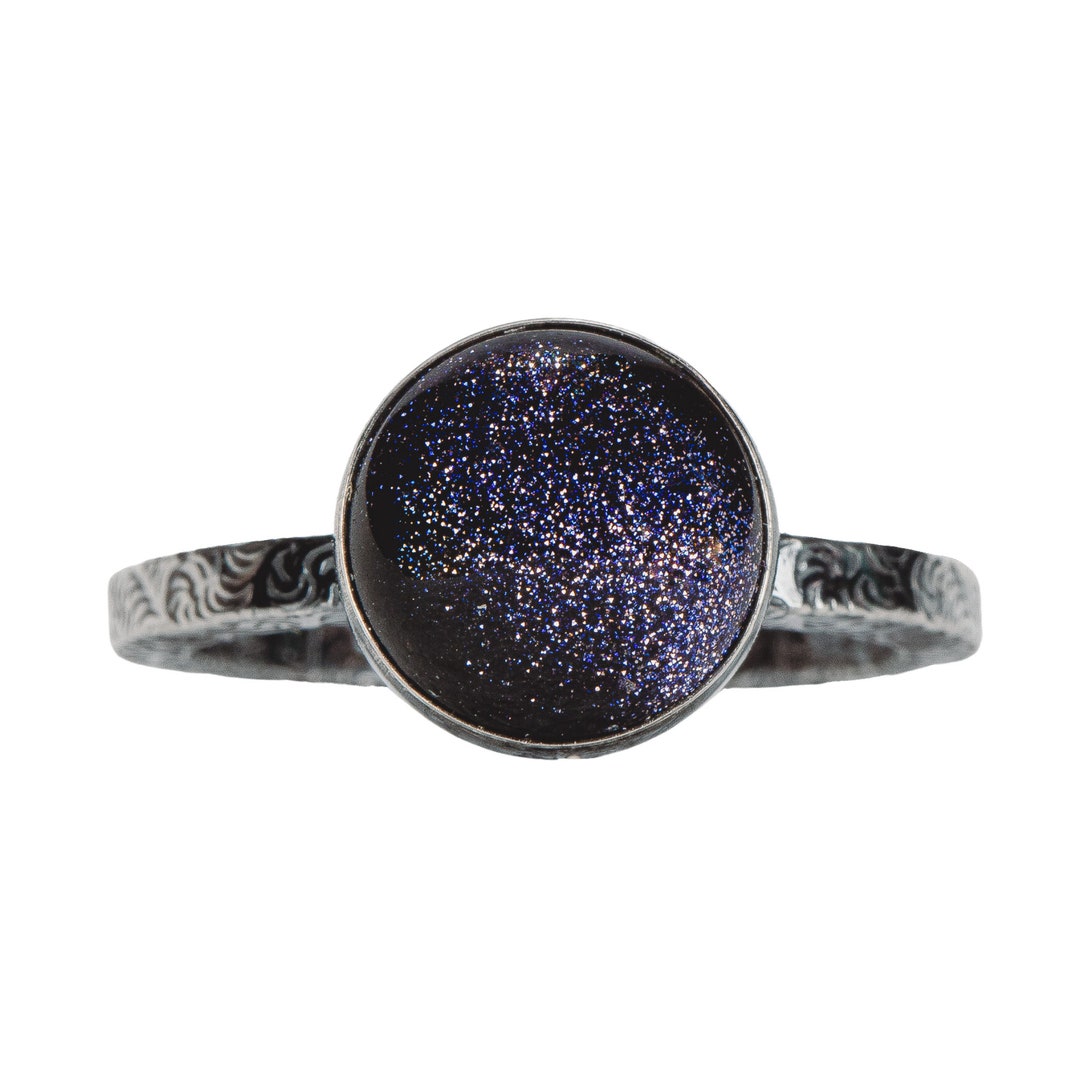 Night Sky Constellation Solitaire Ring | Sterling Silver & Blue ...