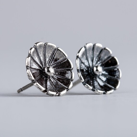 Wildflower Stud Earrings Big Sterling Silver Bohemian Boho - Etsy