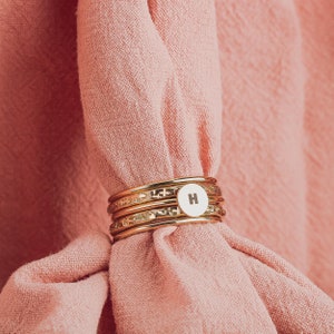 Initial Stacking Rings Set of 5 in Gold, Silver, or Rose Gold ...
