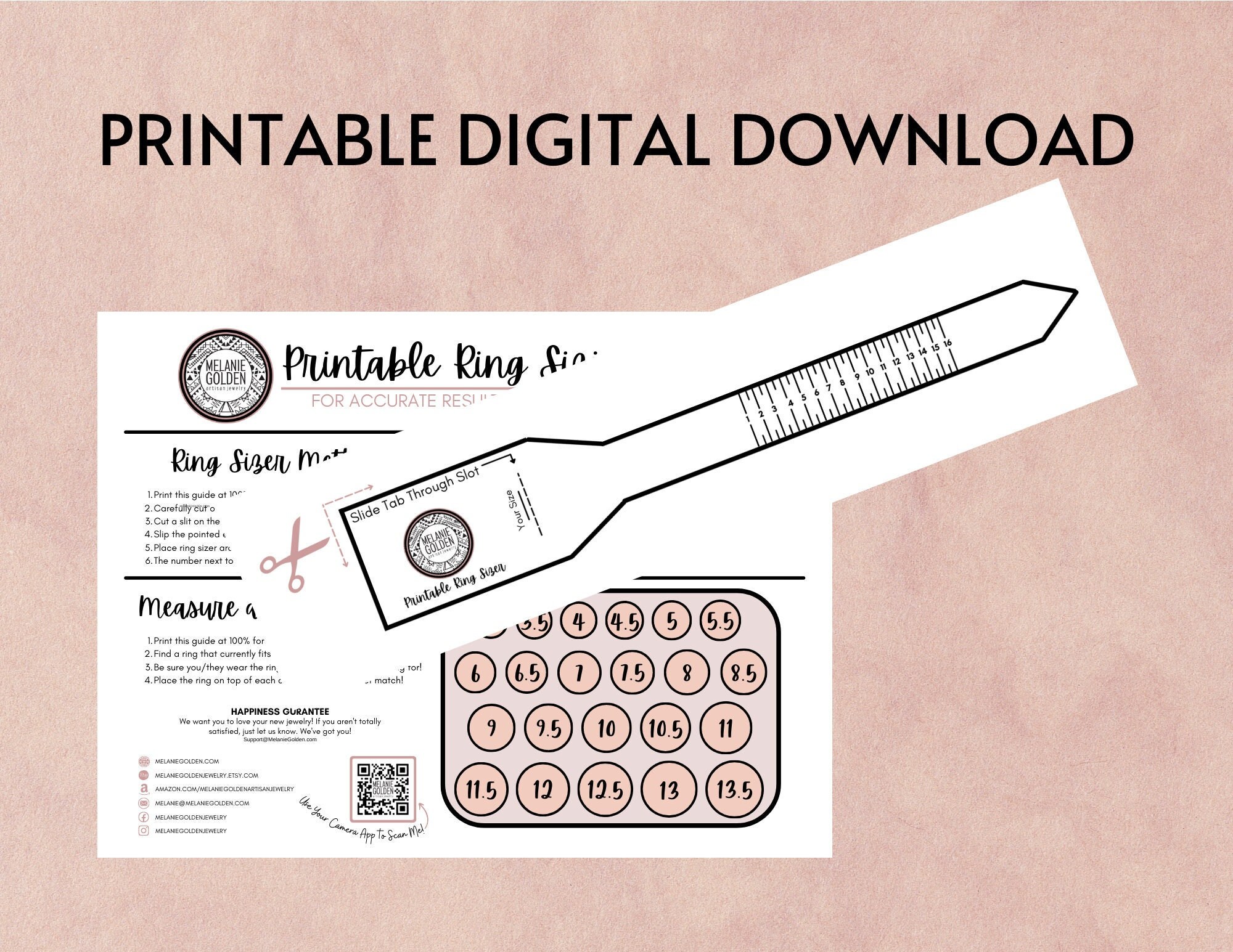 Digital Download Printable Ring Sizer Adjustable USA - Etsy Australia