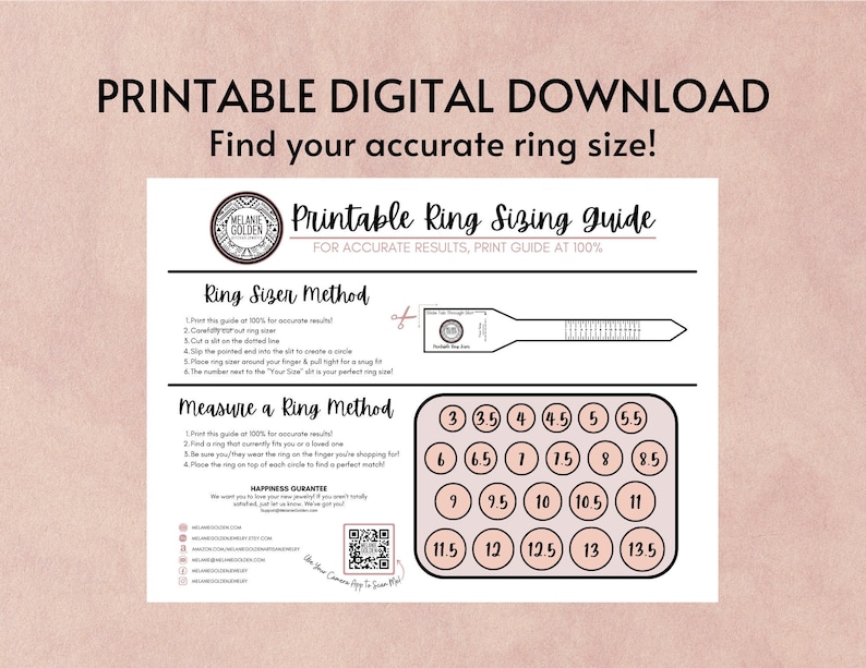 Digital Download Printable Ring Sizer Adjustable USA - Etsy
