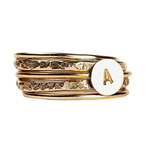 Initial Stacking Rings Set of 7 in Gold Silver or Rose Gold - Etsy