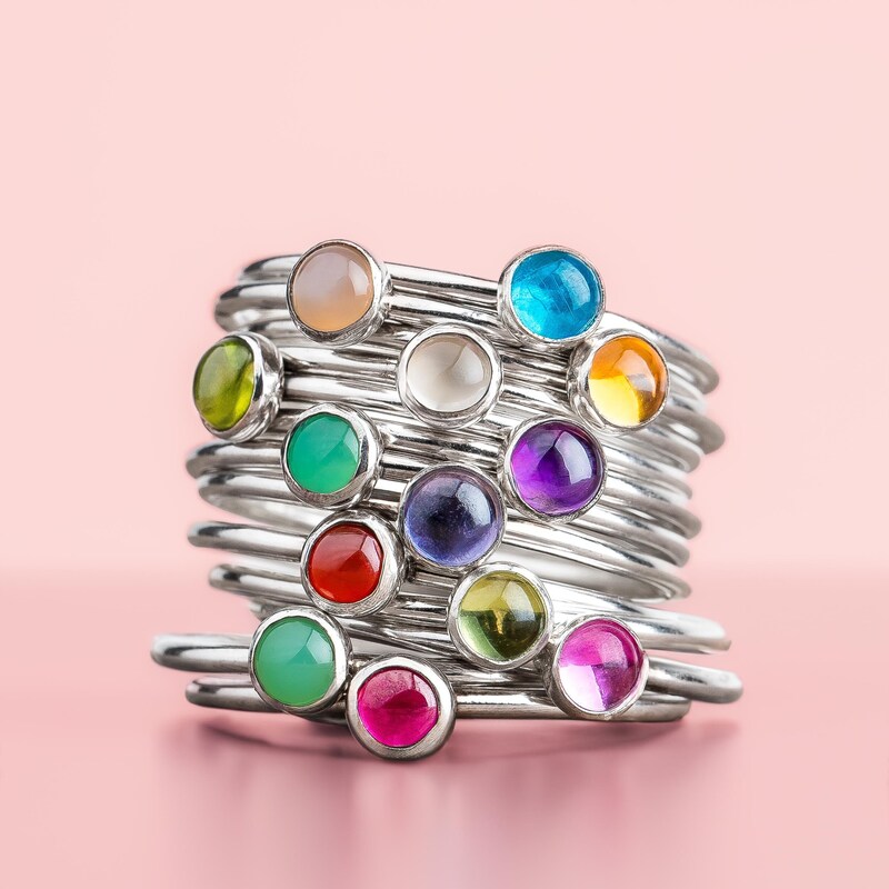 Gemstone Stacking Rings - Etsy
