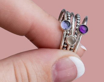 Gemstone Stacking Rings - Etsy