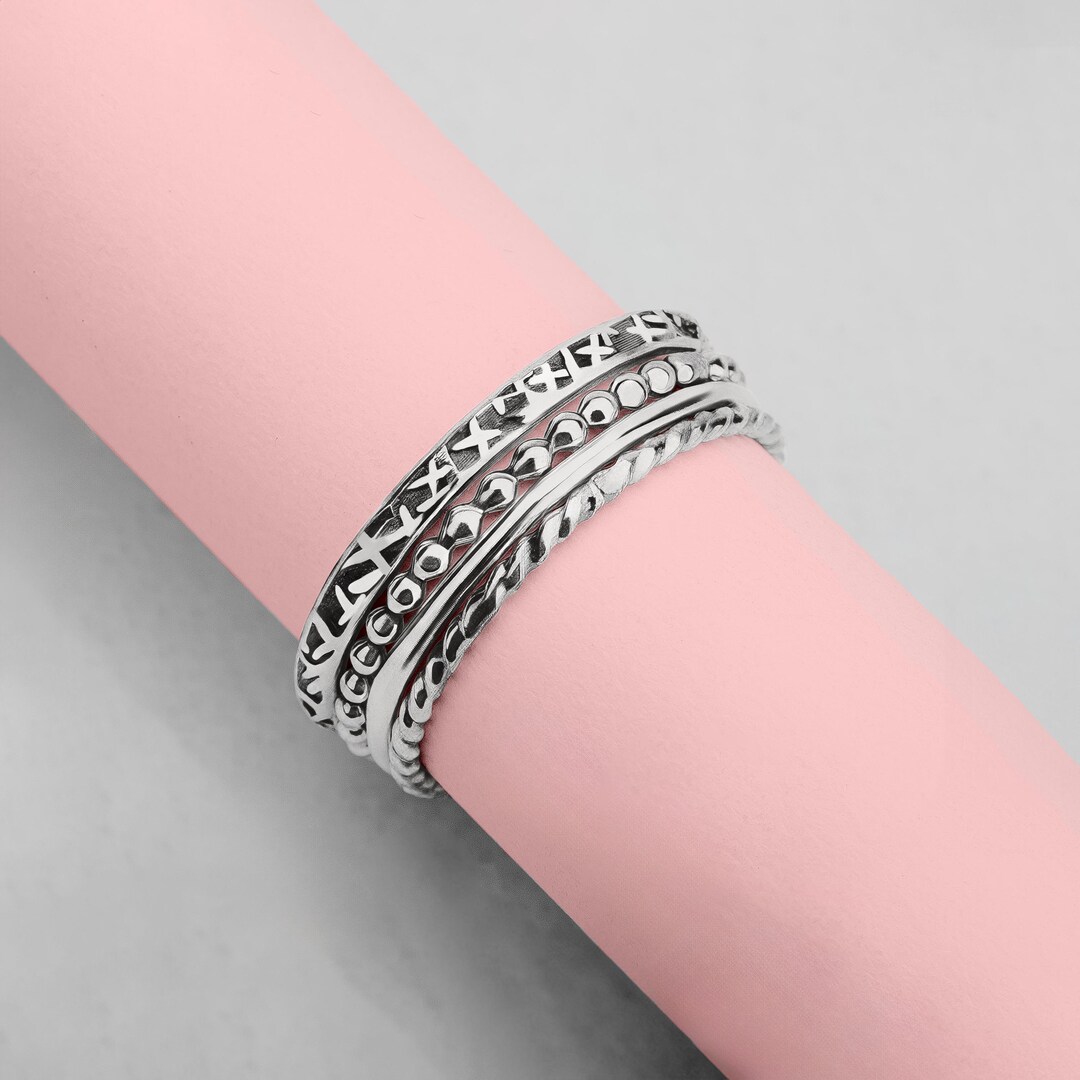 The Luna Stack | Set of 4 Mixed Textures Stacking Stackable Delicate ...