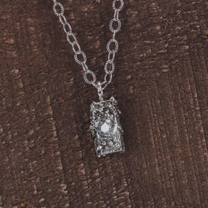 Silvermist Diamond Rugged Textured Brick Necklace | Tiny Small Little ...
