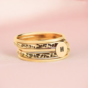 Initial Stacking Rings Set of 5 in Gold, Silver, or Rose Gold ...