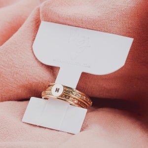 Initial Stacking Rings Set of 5 in Gold, Silver, or Rose Gold Personalized Custom Letter ...
