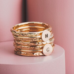 Initial Stacking Rings Set of 7 in Gold Silver or Rose Gold - Etsy