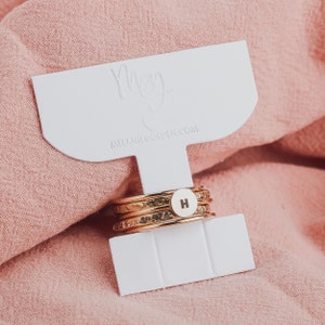 Initial Stacking Rings Set of 5 in Gold, Silver, or Rose Gold Personalized Custom Letter ...