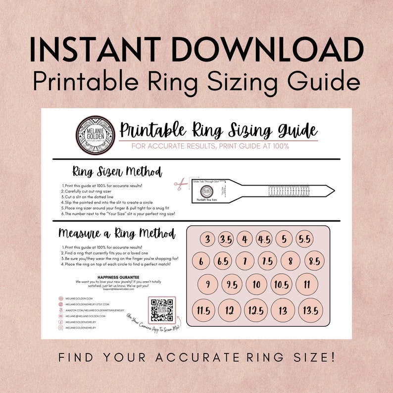 Digital Download Printable Ring Sizer Adjustable USA - Etsy