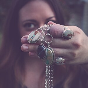 Black Viking Ribbon Turquoise Necklace in Sterling Silver and - Etsy